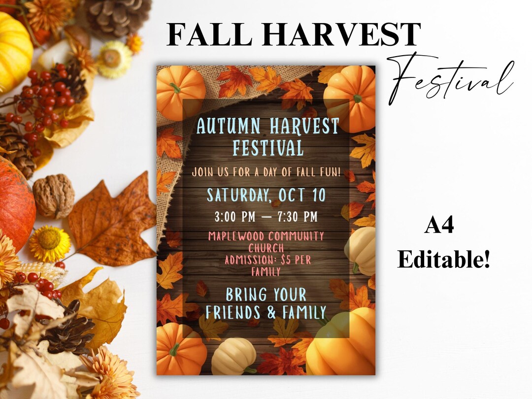 Fall Harvest Craft Fair Flyer Template | Autumn Festival Poster ...