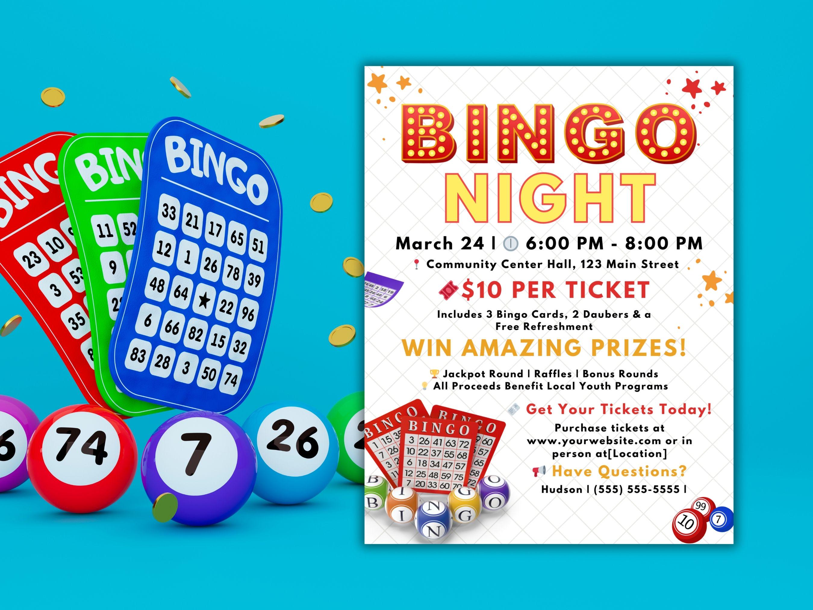 Editable Bingo Night Flyer Template, Night Game Invite, School Family ...