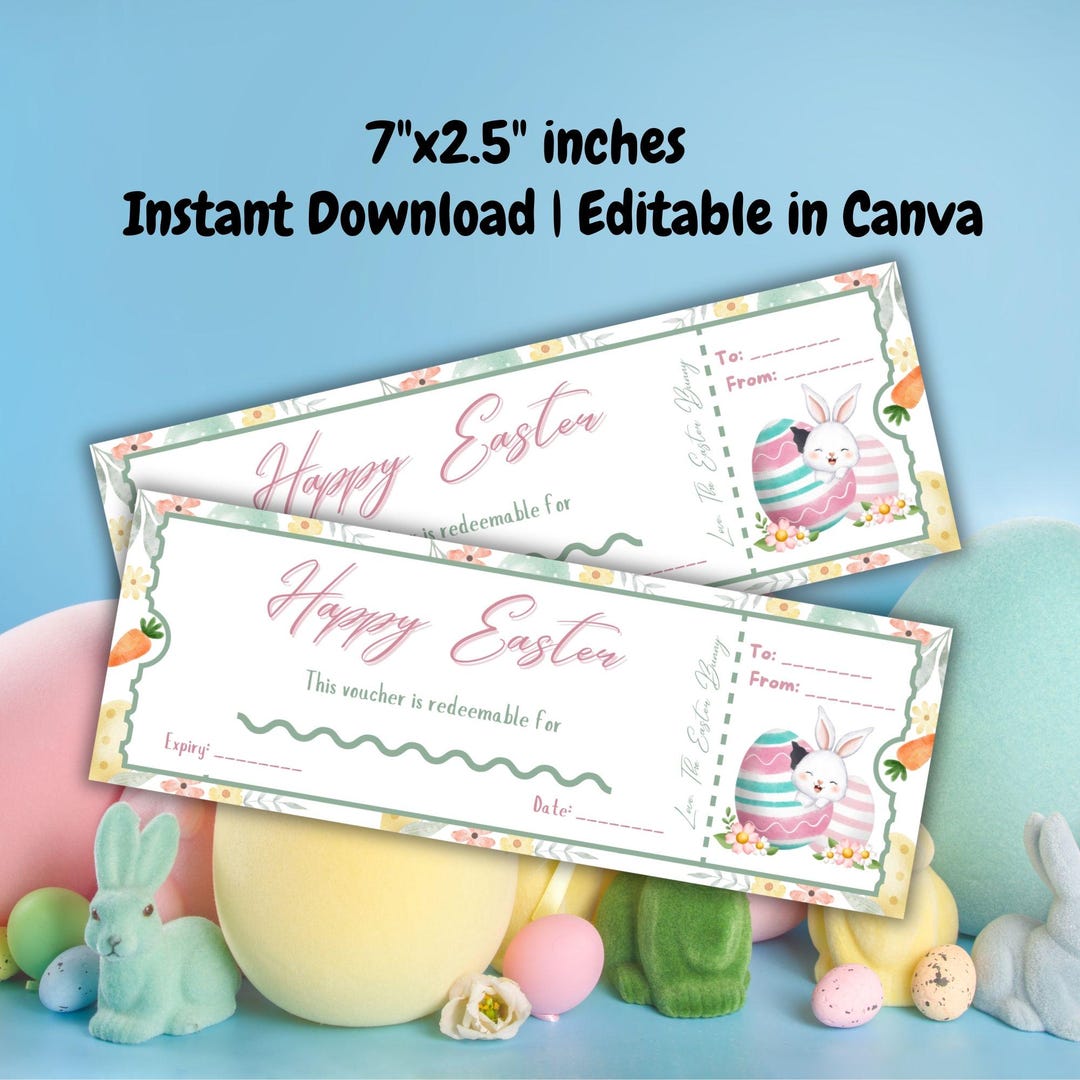 Editable Happy Easter Egg Hunt Voucher, Easter Egg Hunt Ticket Template ...