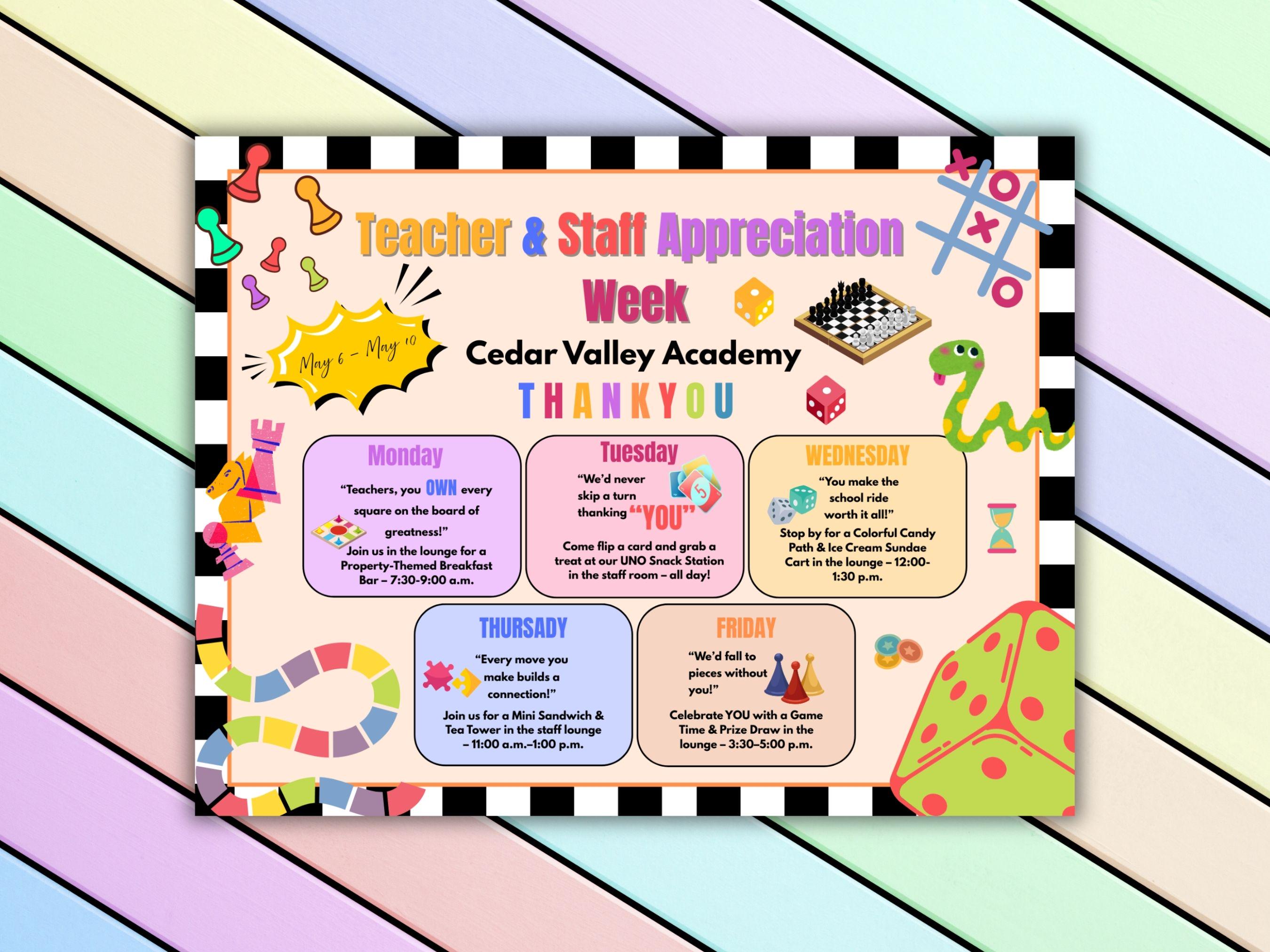 Board Game Style Teacher Appreciation Week | Canva Editable Template ...