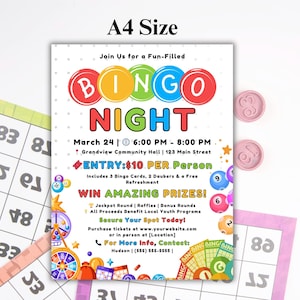 Editable Bingo Night Flyer Template, Night Game Invite, School Family ...