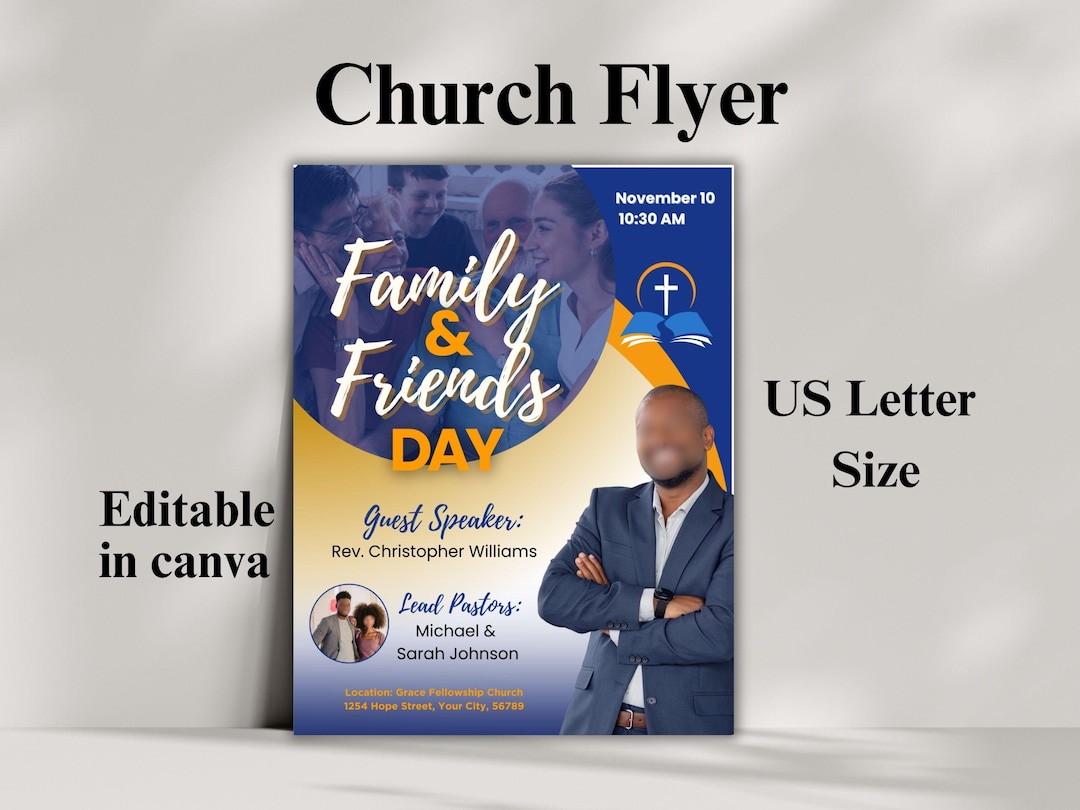 Family and Friends Day Church Flyer, Editable Family Friends Day Church ...