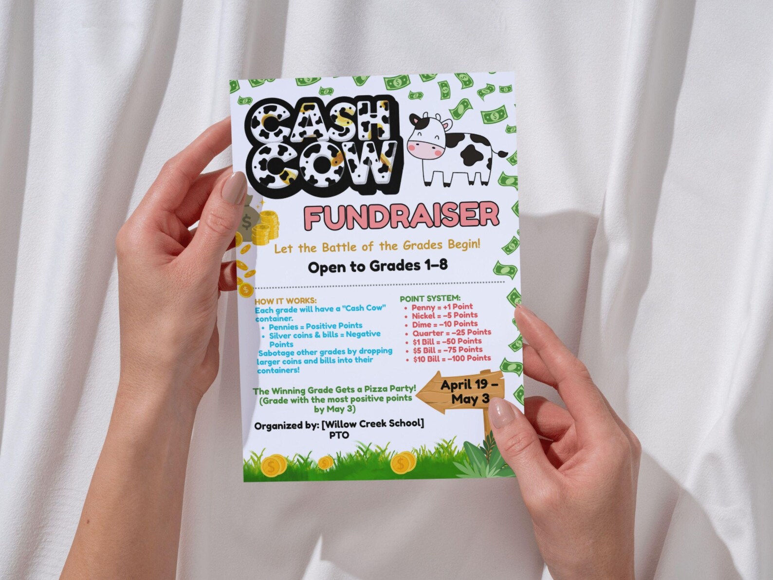 Editable Money-themed Fundraiser Flyer Template, Printable Donation ...