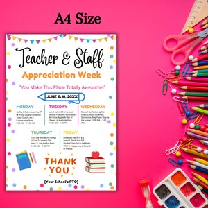 Editable Teacher Appreciation Week Itinerary, Printable Staff ...
