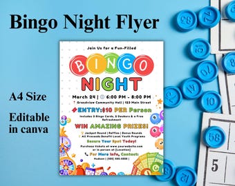 Editable Bingo Night Flyer Template, Night Game Invite, School Family ...