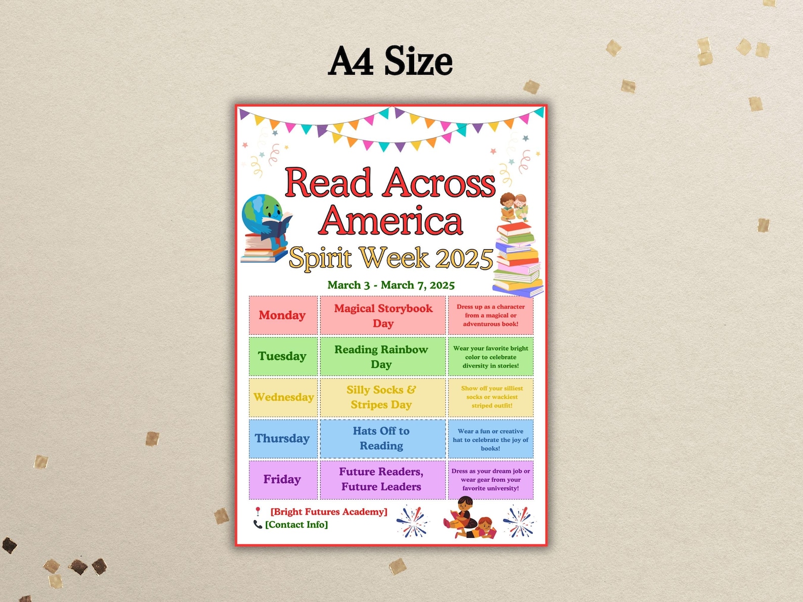 EDITABLE Read Across America Spirit Week Flyer 2025, School Literacy ...