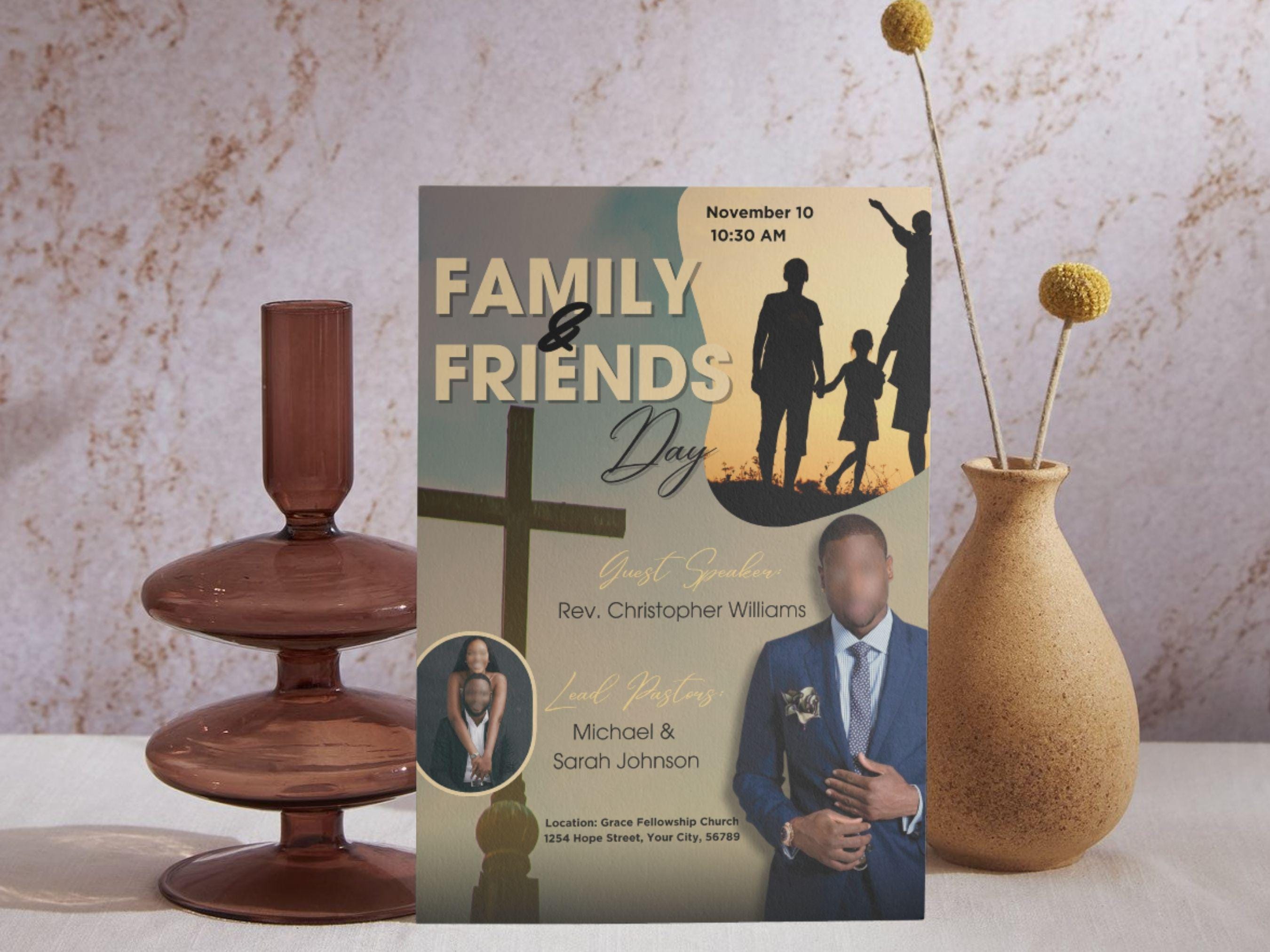Family and Friends Day Church Flyer, Editable Family Friends Day Church ...