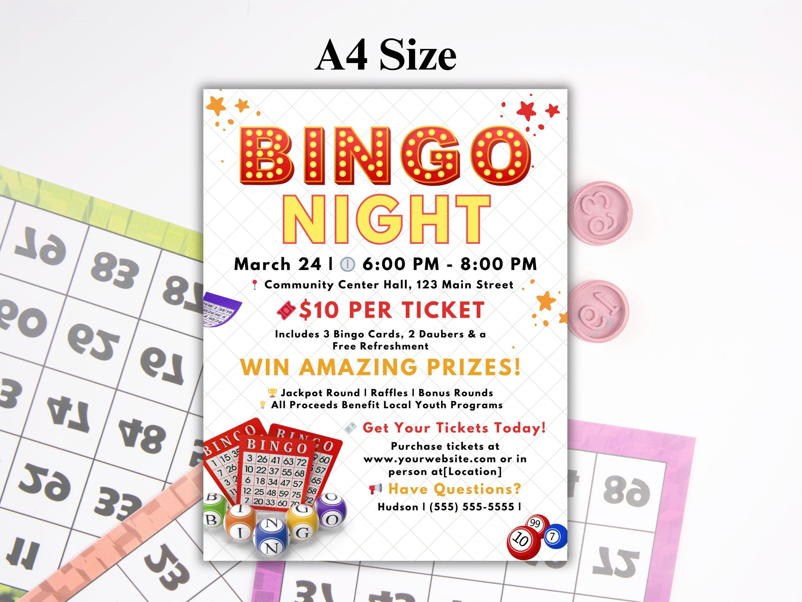 Editable Bingo Night Flyer Template, Night Game Invite, School Family ...