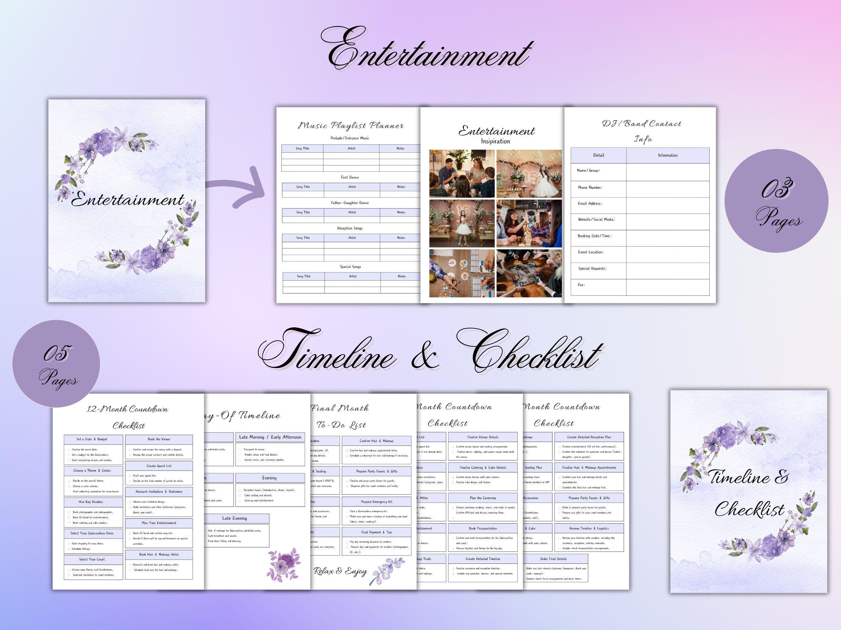 Quinceañera Planner Printable, Quince Purple Book Planning, Quince ...