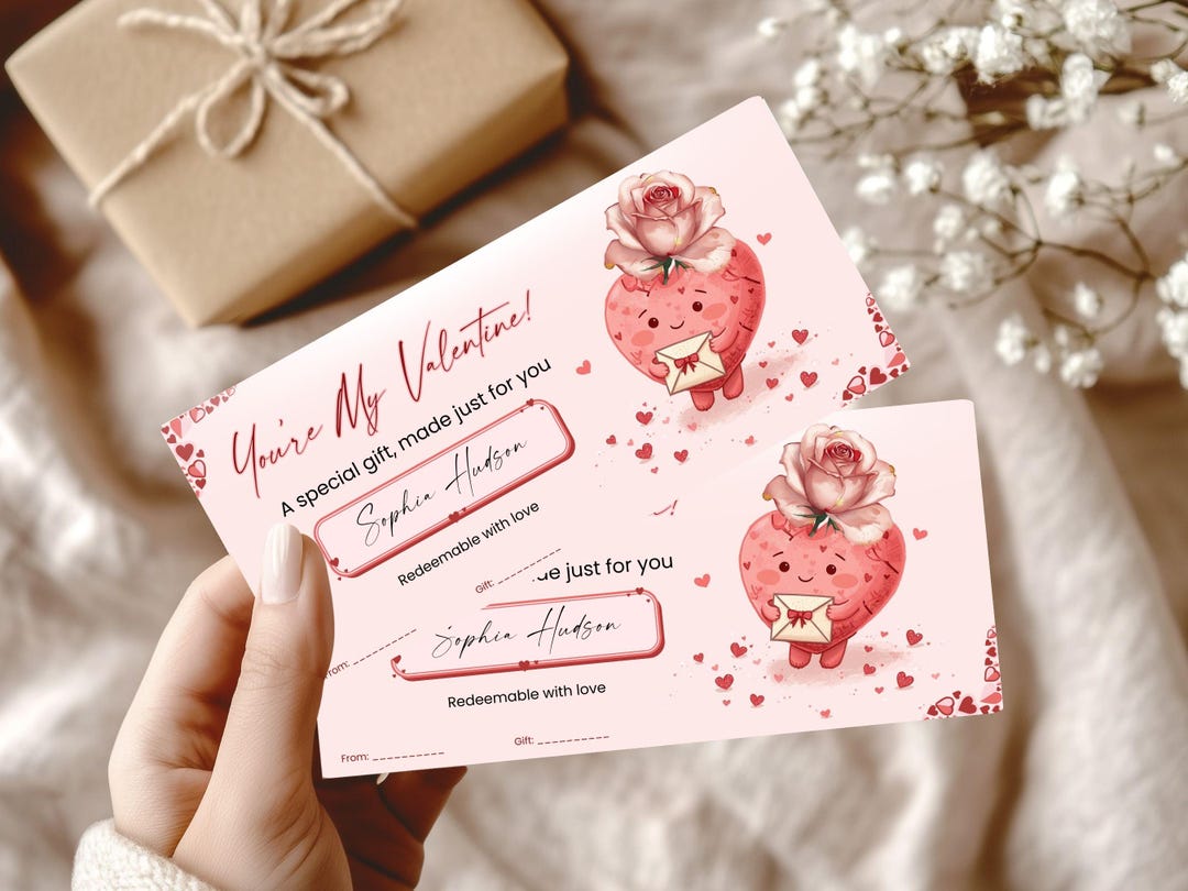Valentine’s Day Gift Certificate Template, Editable Gift Voucher ...