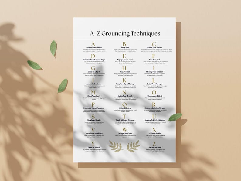 A–Z Grounding Techniques | Anxiety Relief Worksheet | Mindfulness ...