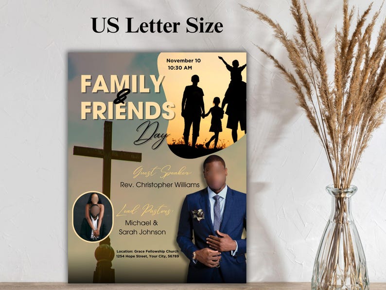 Family and Friends Day Church Flyer, Editable Family Friends Day Church ...