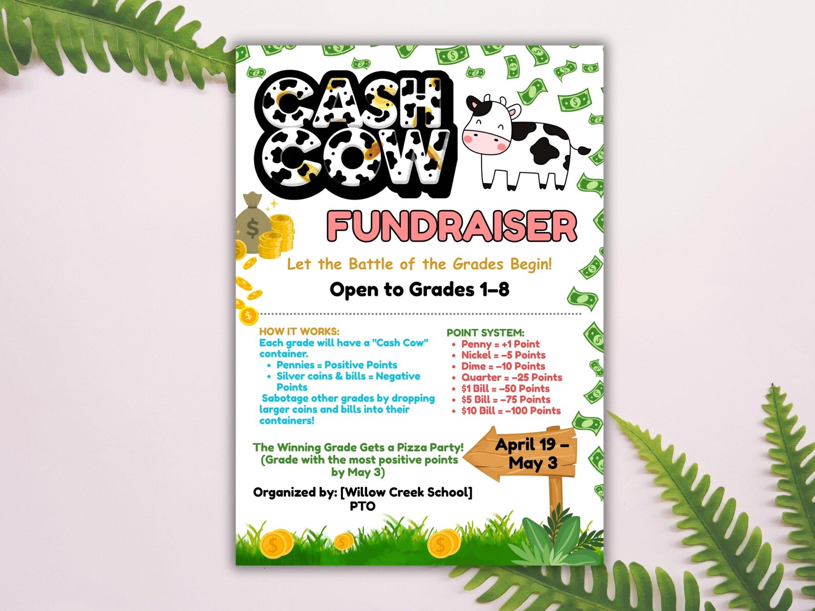 Editable Money-themed Fundraiser Flyer Template, Printable Donation ...