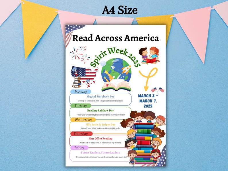 EDITABLE Read Across America Spirit Week Flyer 2025, School Literacy ...