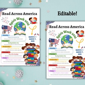 EDITABLE Read Across America Spirit Week Flyer 2025, School Literacy ...