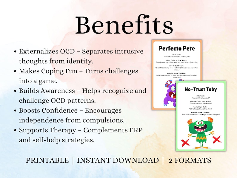 OCD Flashcards for Kids, OCD Worksheets Printable, OCD Therapy Games ...