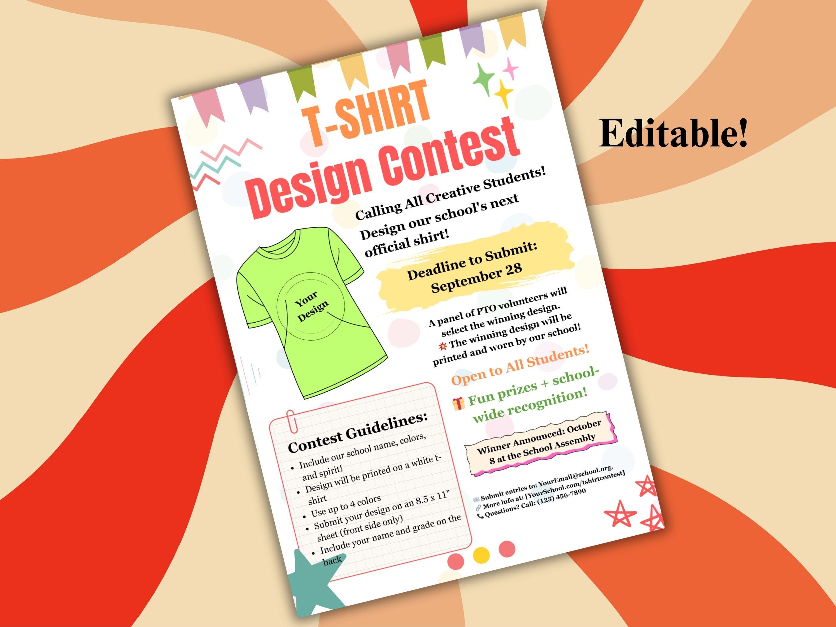 Editable Shirt Design Contest Flyer Template, Printable Clothing Sale ...