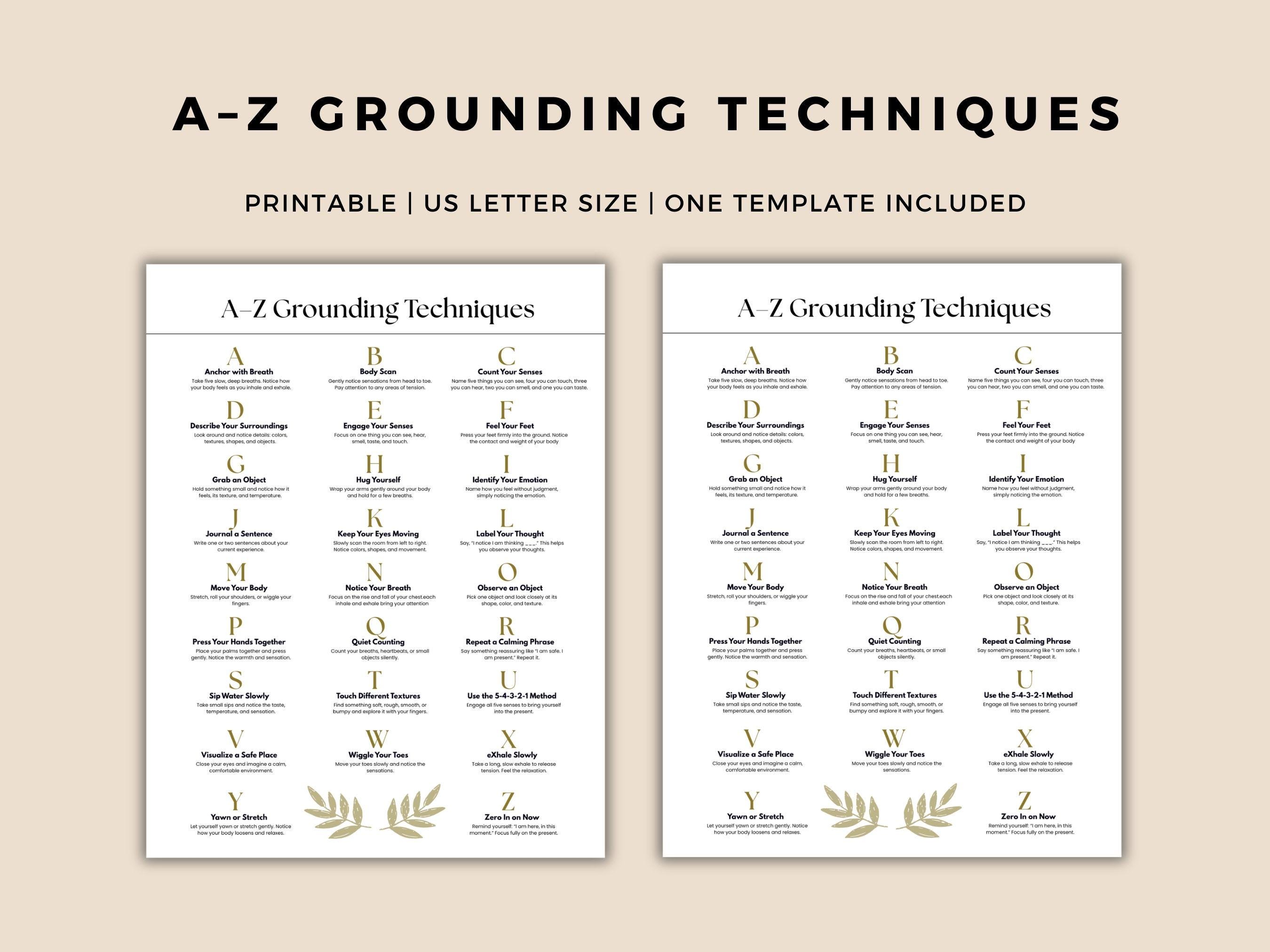 A–Z Grounding Techniques | Anxiety Relief Worksheet | Mindfulness ...