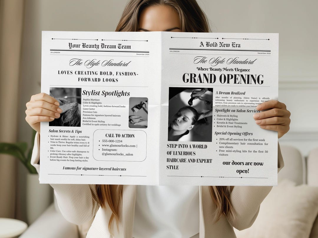 Canva Business Newspaper Template | Photoshoot Newsletter | Custom ...