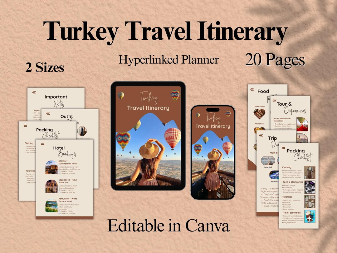 Turkey Travel Itinerary Template | Digital Trip Planner & Editable ...