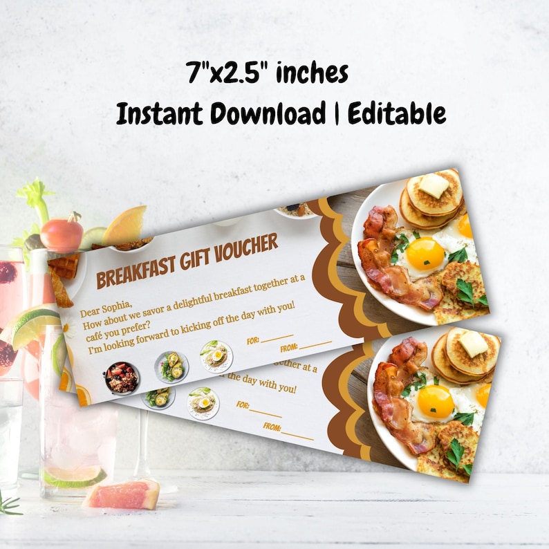 Editable Voucher for Breakfast, Breakfast Voucher Template, Gift ...