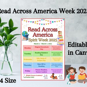 EDITABLE Read Across America Spirit Week Flyer 2025, School Literacy ...