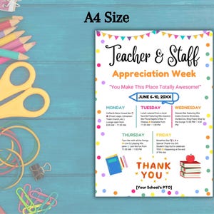 Editable Teacher Appreciation Week Itinerary, Printable Staff ...