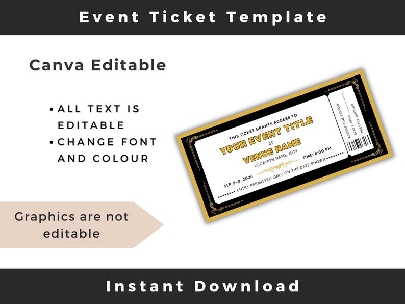 Editable Event Ticket Template, Printable Surprise Gift Ticket, Custom ...