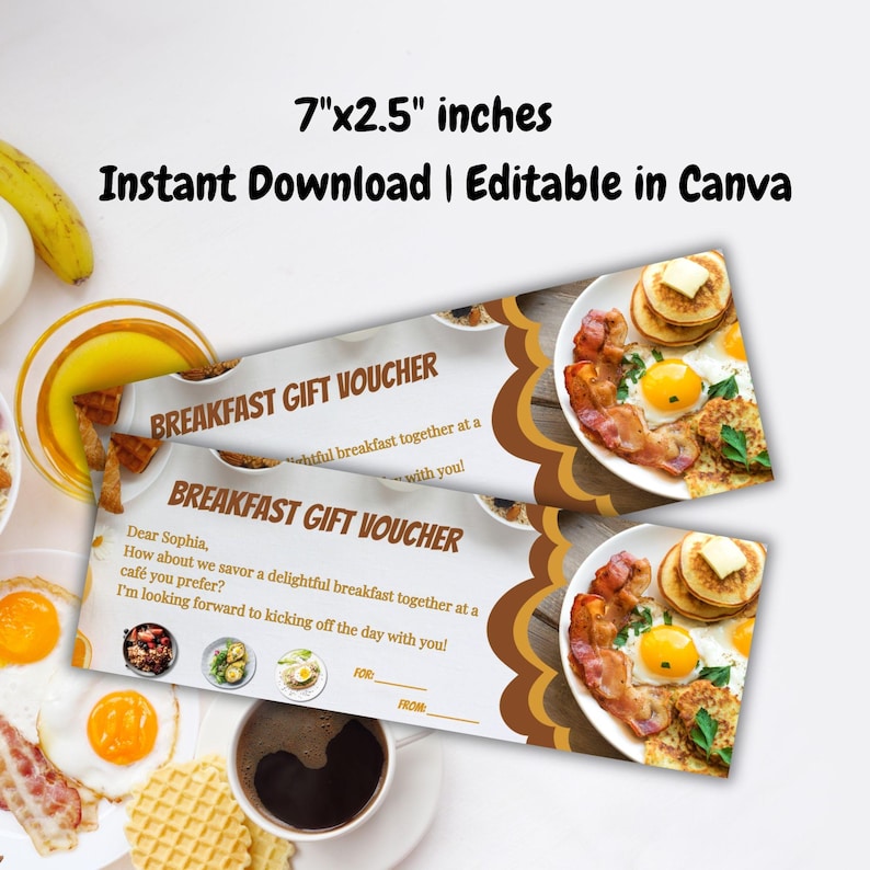 Editable Voucher for Breakfast, Breakfast Voucher Template, Gift ...
