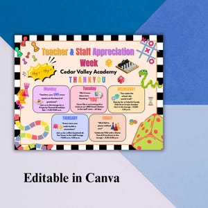 Board Game Style Teacher Appreciation Week | Canva Editable Template ...