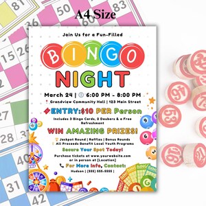 Editable Bingo Night Flyer Template, Night Game Invite, School Family ...