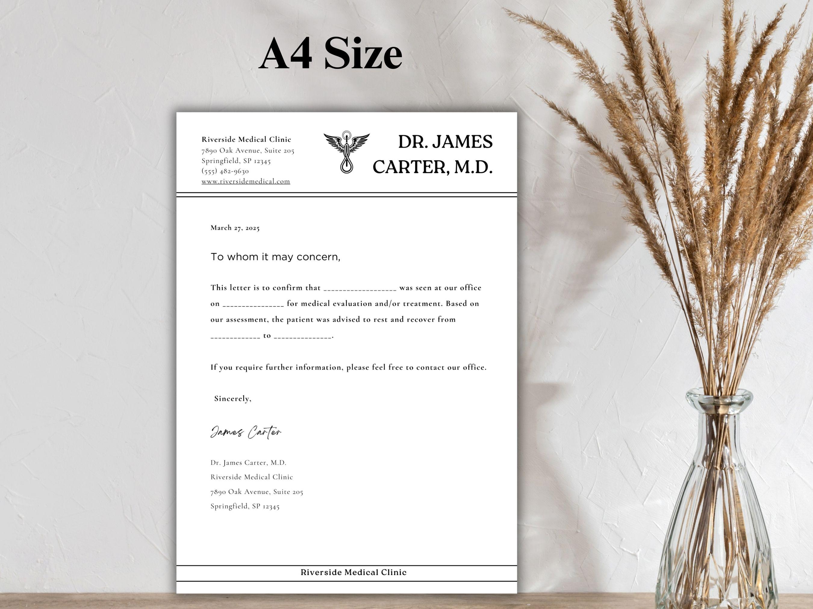 Editable Doctor Excuse Letter Template, Doctor's Note Printable, Doctor ...