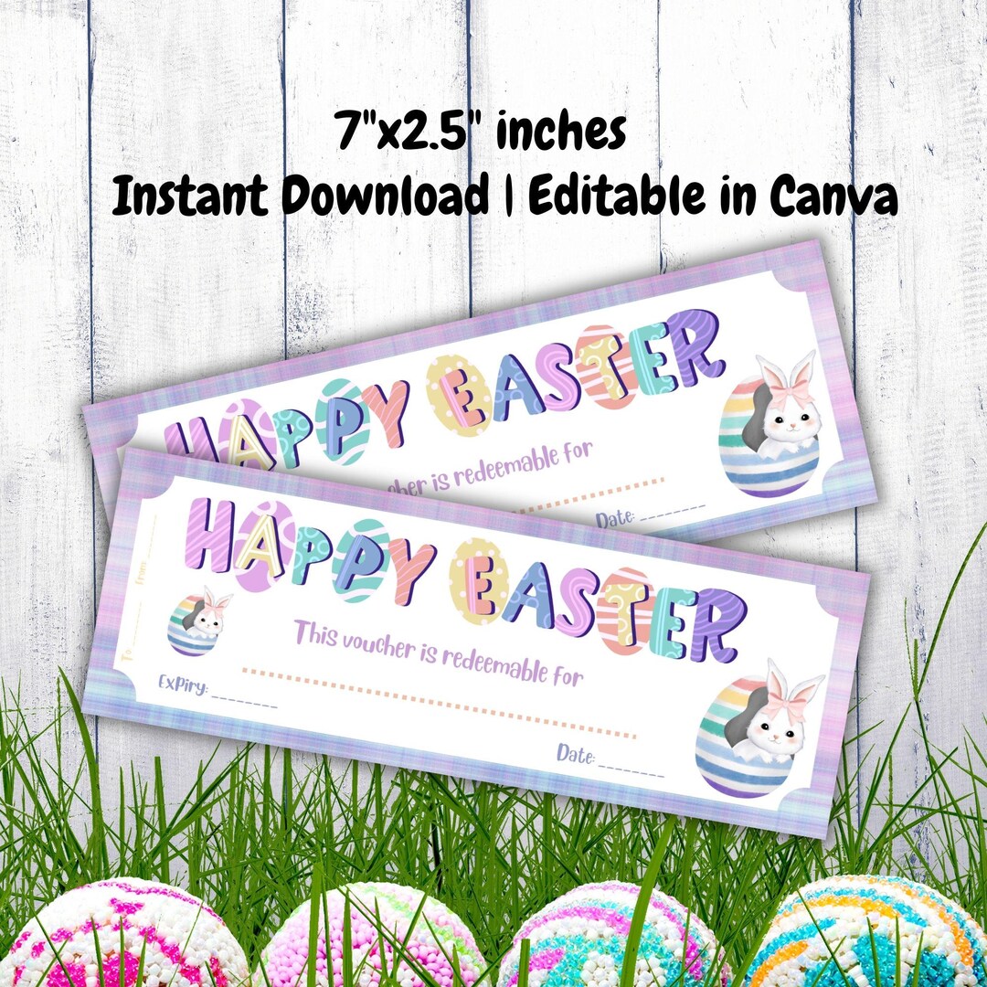 Editable Happy Easter Egg Hunt Voucher, Easter Egg Hunt Ticket Template ...