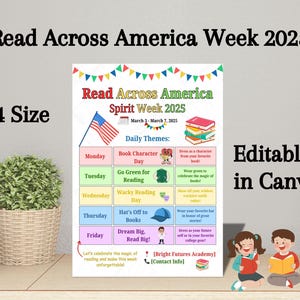 EDITABLE Read Across America Spirit Week Flyer 2025, School Literacy ...