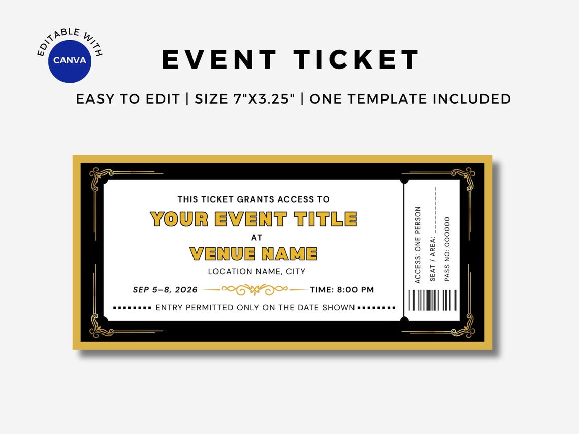 Editable Event Ticket Template, Printable Surprise Gift Ticket, Custom ...