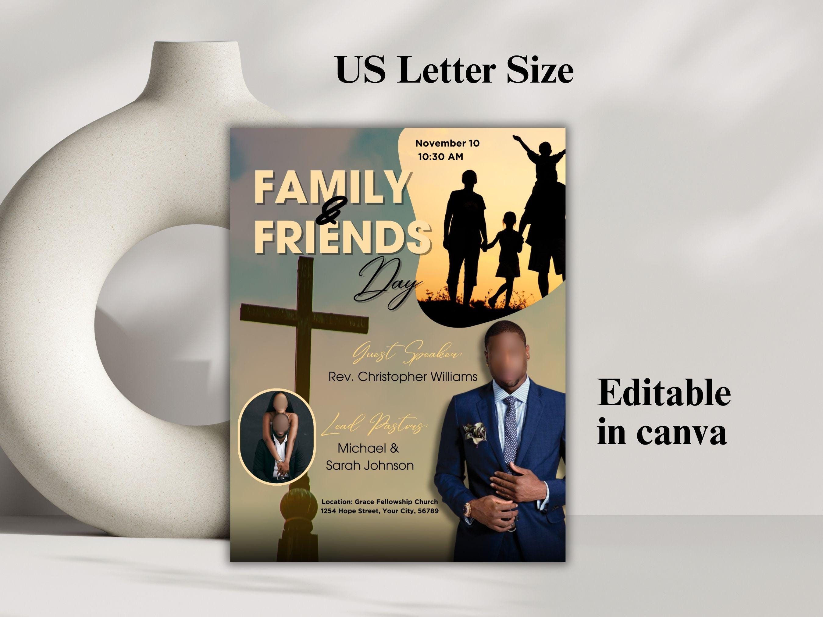 Family and Friends Day Church Flyer, Editable Family Friends Day Church ...