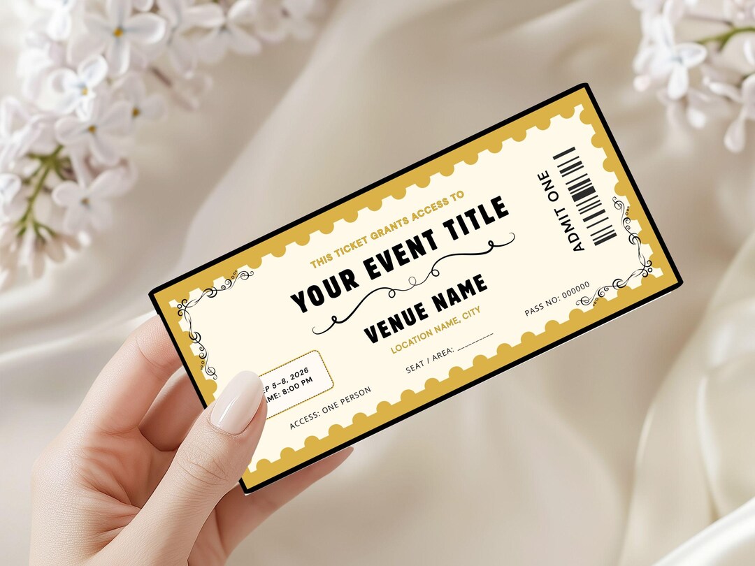 Editable Event Ticket Template, Printable Surprise Gift Ticket, Custom ...