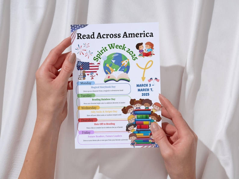 EDITABLE Read Across America Spirit Week Flyer 2025, School Literacy ...