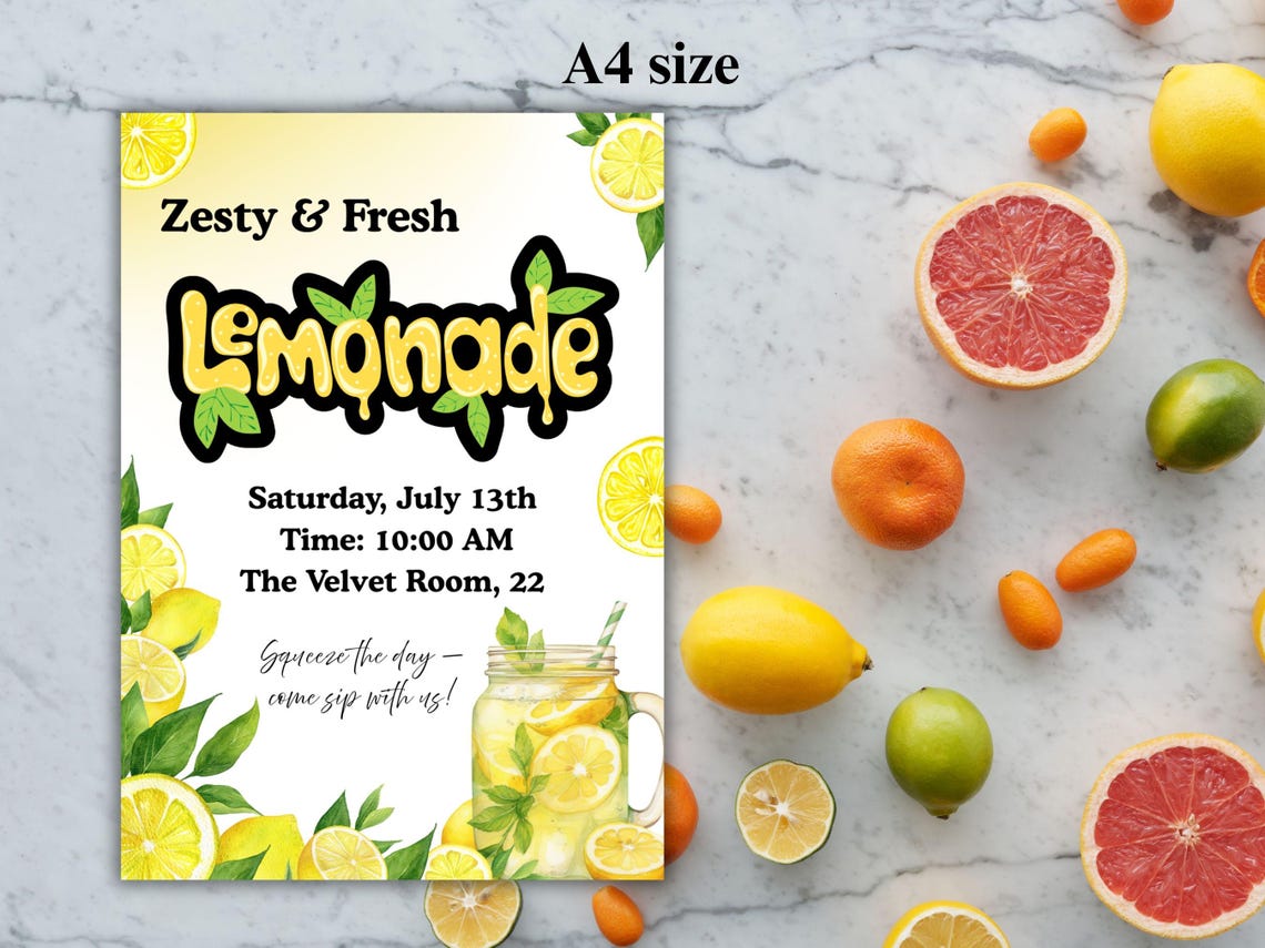 Lemonade Sale Flyer Template, Summer Fundraiser Poster, Printable ...