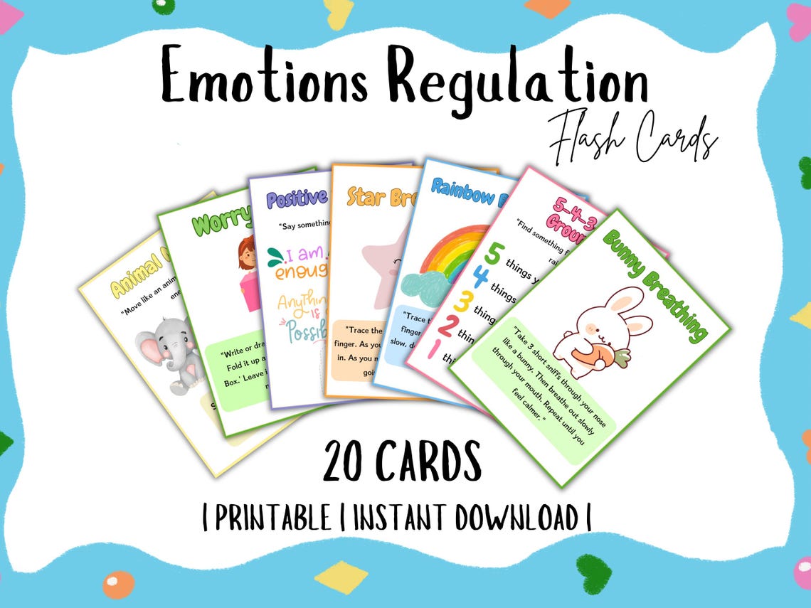 Emotional Regulation Cards for Kids, Anxiety Coping Strategies, Self ...