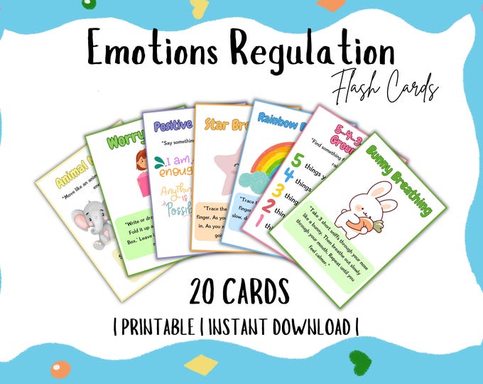 Self Regulation Cards for Kids: Anxiety Coping Flashcards (PDF) - Etsy ...
