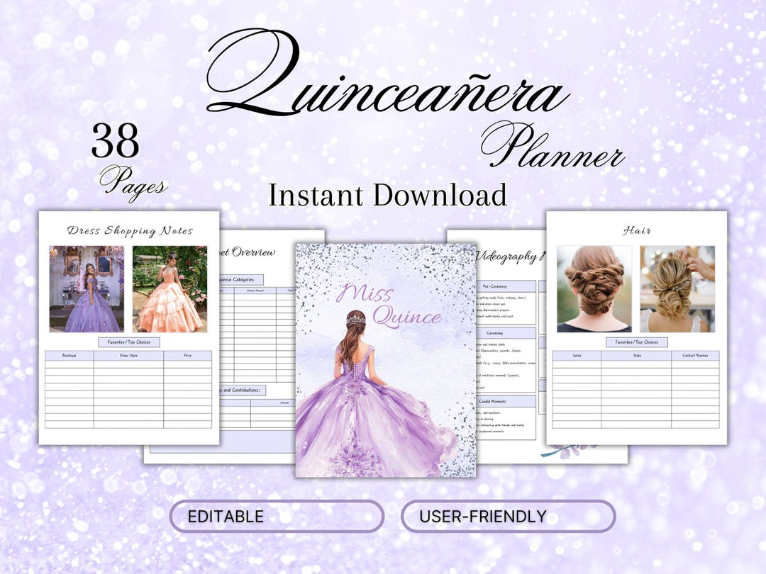Quinceañera Planner Printable, Quince Purple Book Planning, Quince ...