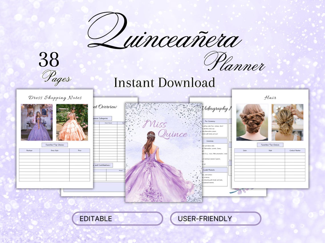 Quinceañera Planner Printable, Quince Purple Book Planning, Quince ...
