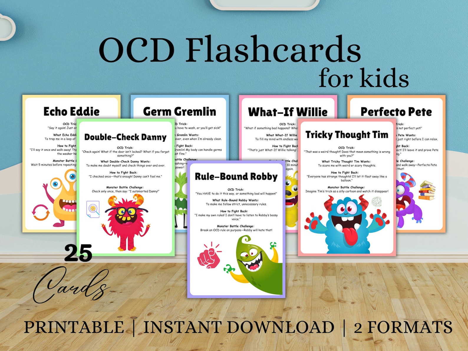 OCD Flashcards for Kids, OCD Worksheets Printable, OCD Therapy Games ...