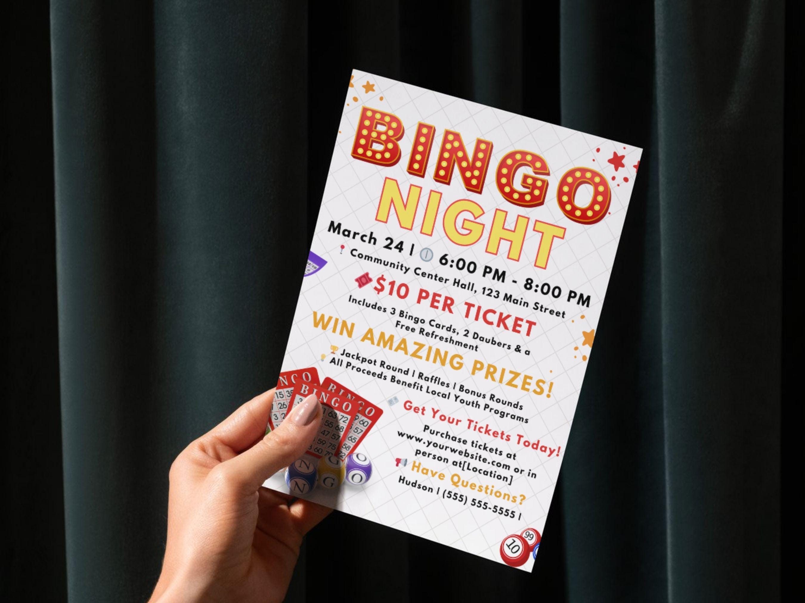 Editable Bingo Night Flyer Template, Night Game Invite, School Family ...