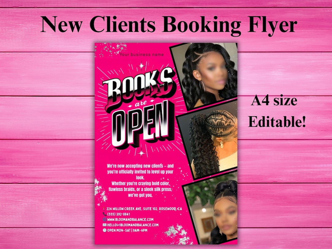 Editable New Client Flyer Template, Hair Braids Lashes Wig Installs ...