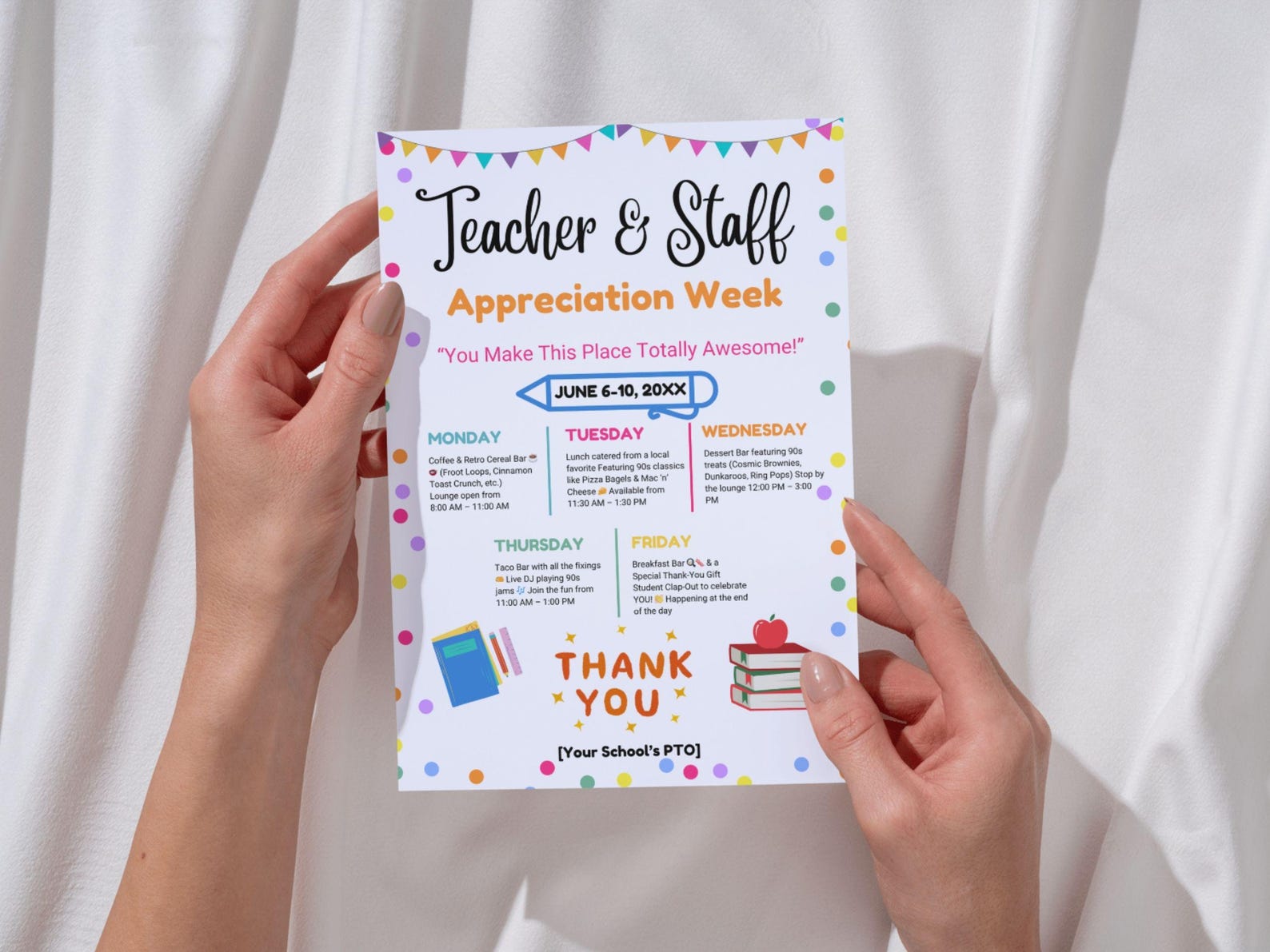 Editable Teacher Appreciation Week Itinerary, Printable Staff ...