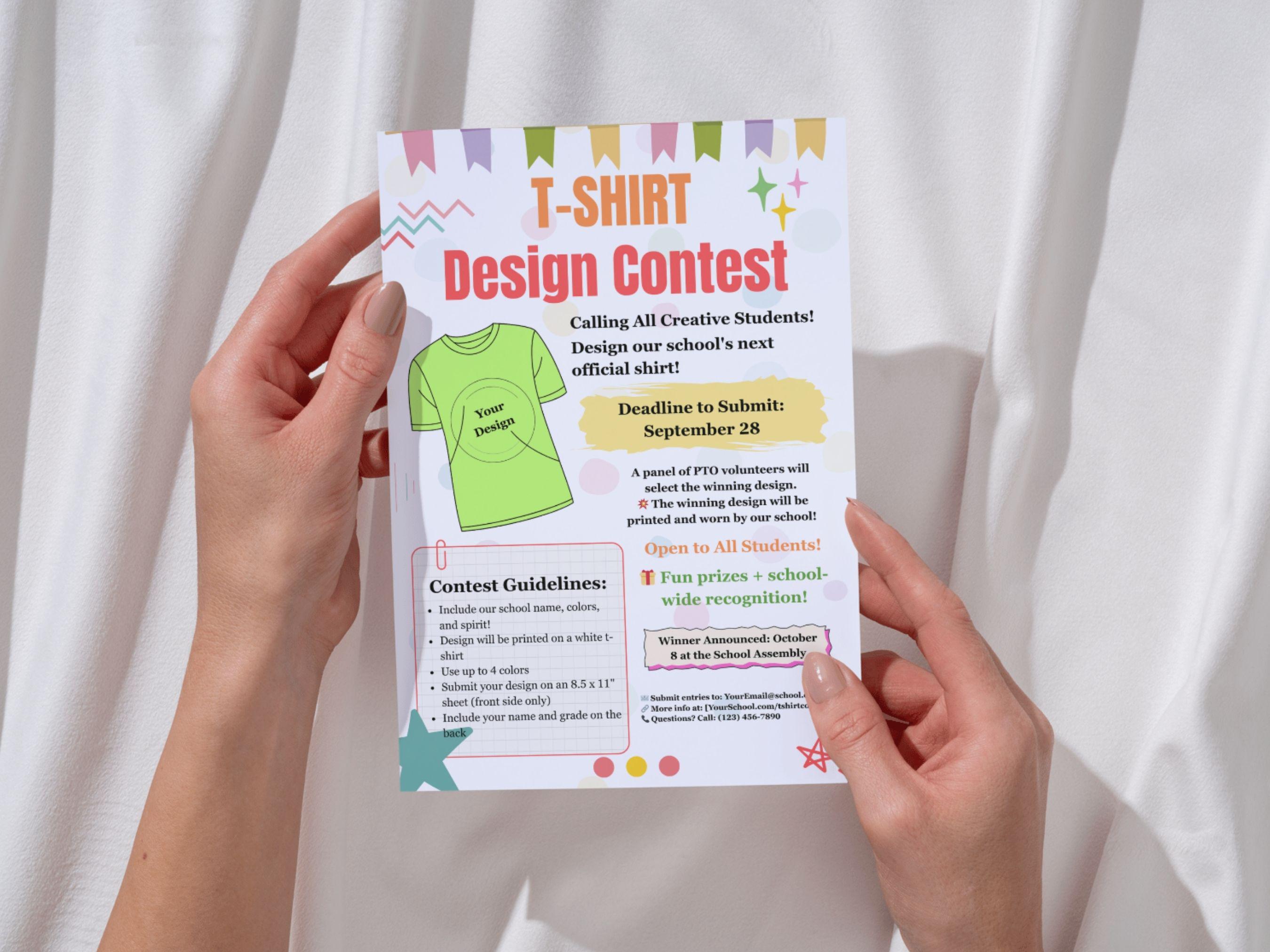 Editable Shirt Design Contest Flyer Template, Printable Clothing Sale ...
