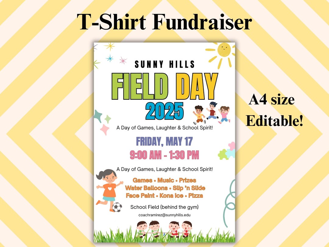 Editable School Field Day Flyer Template | Sports Theme Fun Day Invite ...