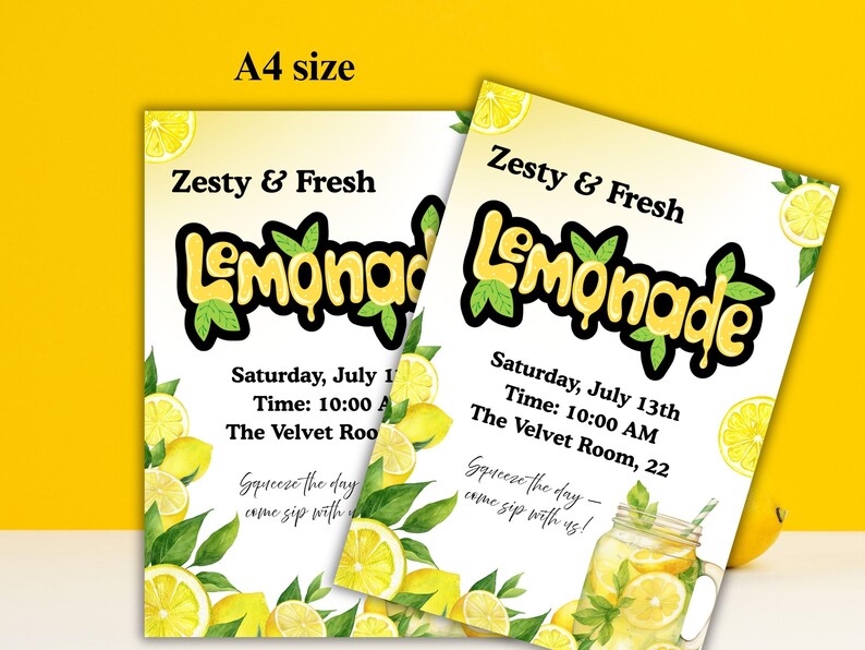 Lemonade Sale Flyer Template, Summer Fundraiser Poster, Printable ...
